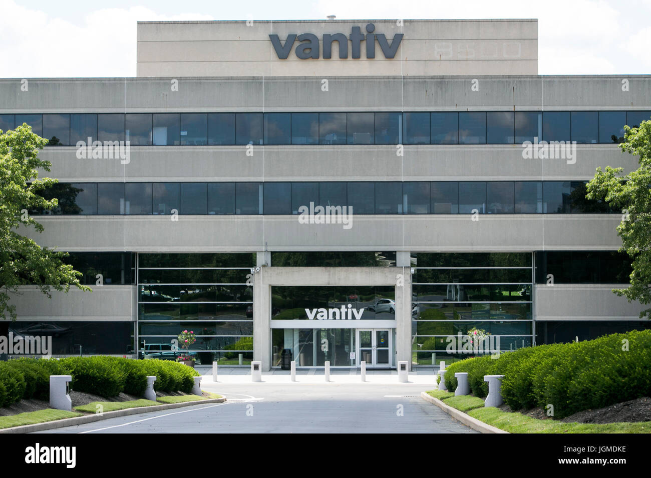 A logo sign outside of the headquarters of Vantiv, Inc., in Cincinnati ...