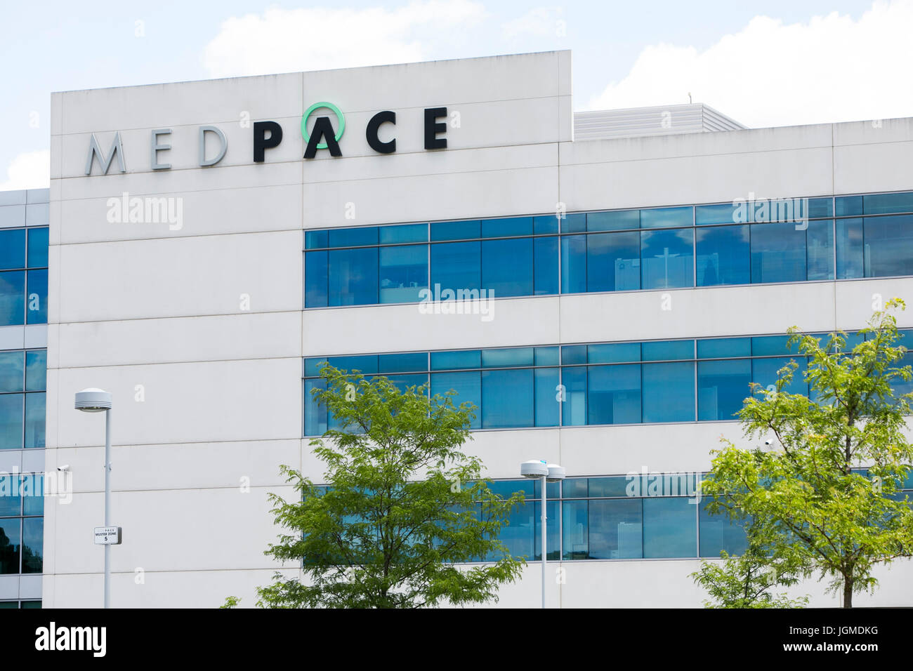 A logo sign outside of the headquarters of Medpace in Cincinnati, Ohio ...