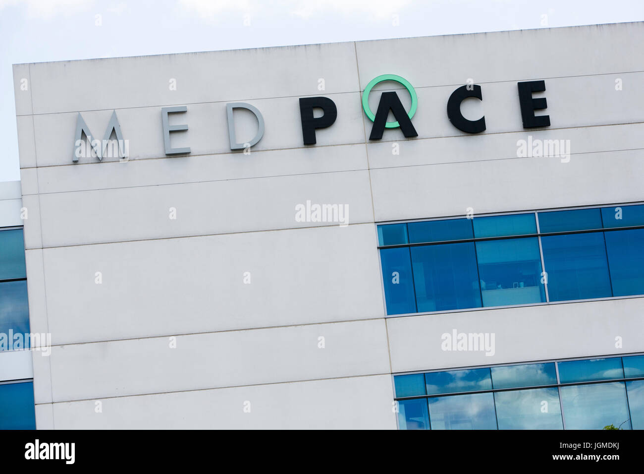 A logo sign outside of the headquarters of Medpace in Cincinnati, Ohio ...