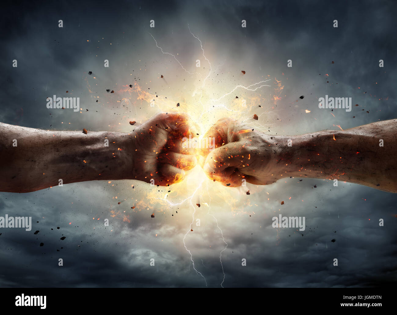 Conflict Concept - Two Fist In Impact Stock Photo - Alamy