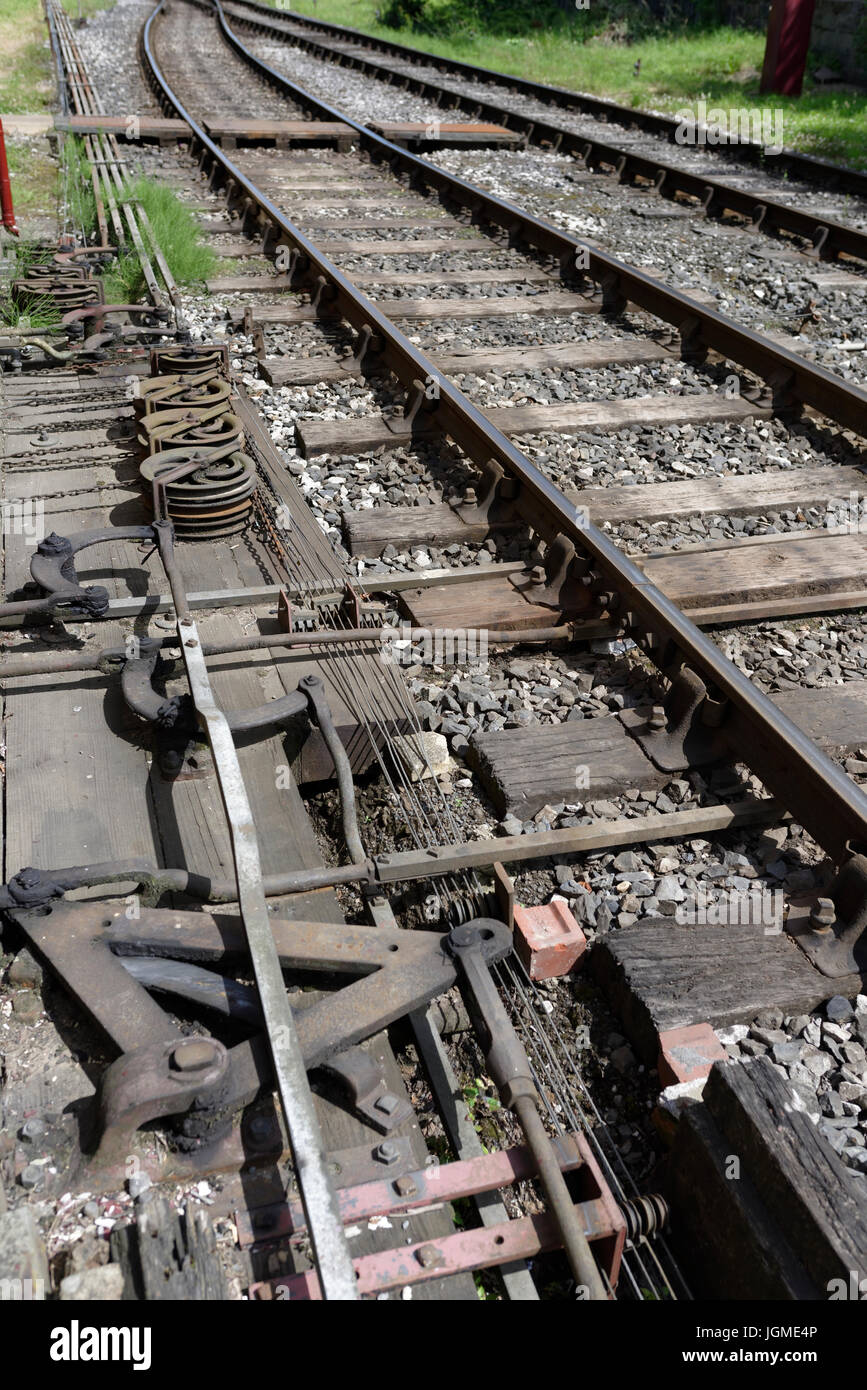 Railway track points controls ramsbottom lancashire uk Stock Photo - Alamy