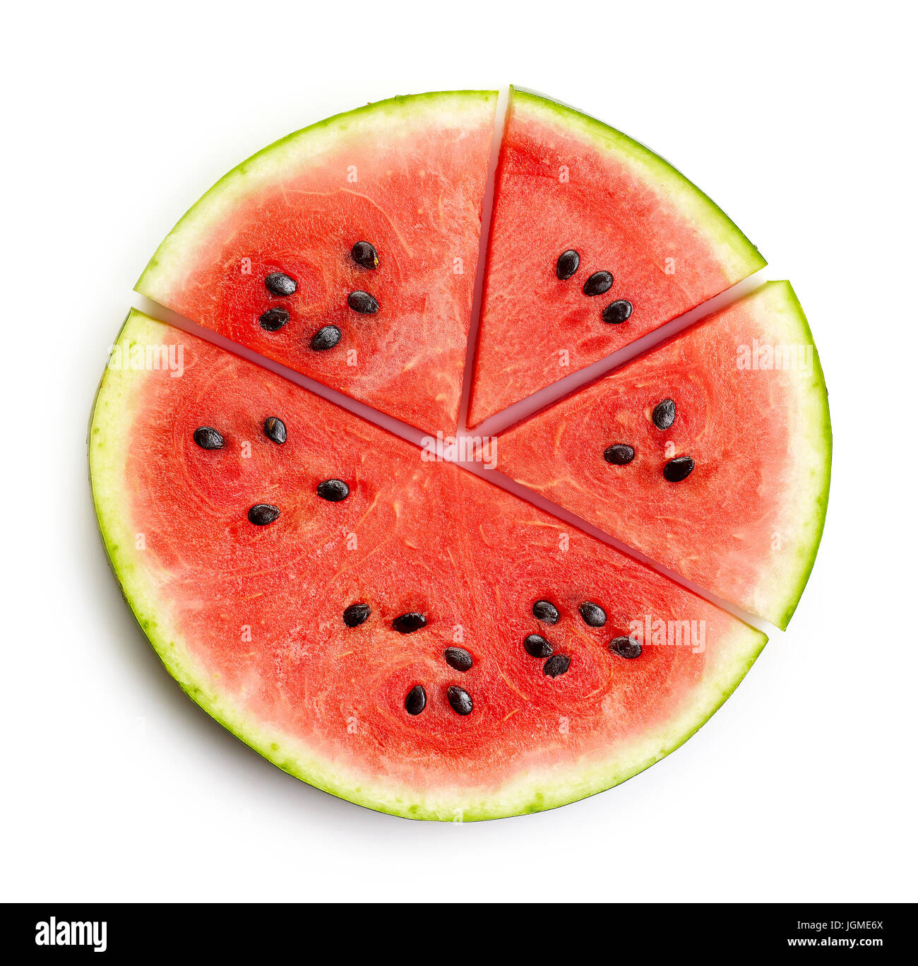 pieces of watermelon isolated on white background, top view Stock Photo ...