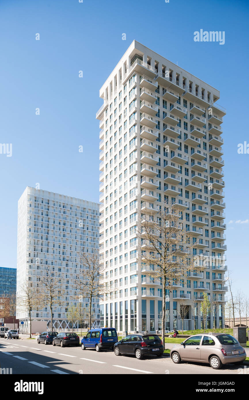 Belgium, Antwerp, towers at Park Spoor Noord Stock Photo - Alamy
