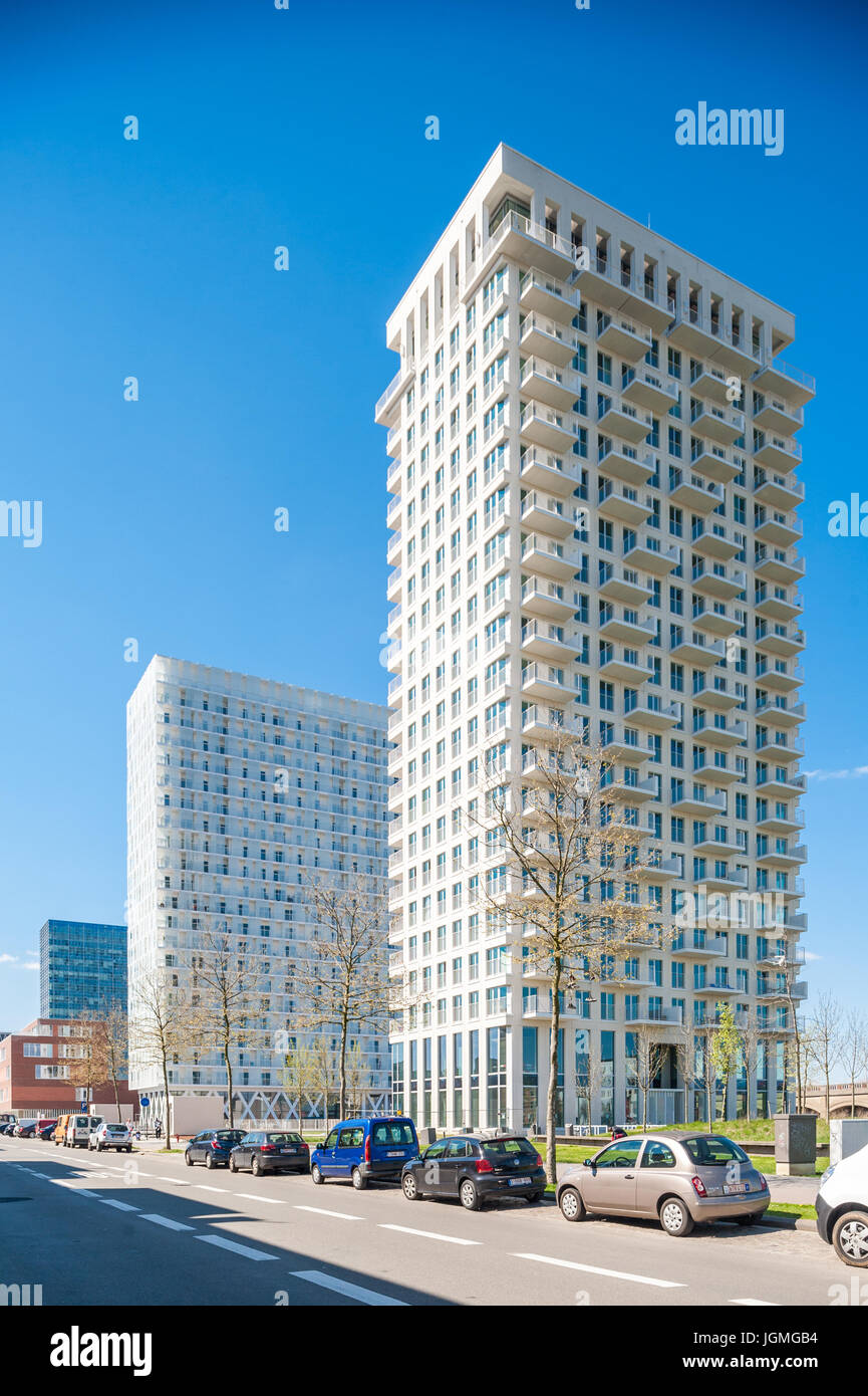 Belgium, Antwerp, towers at Park Spoor Noord Stock Photo - Alamy