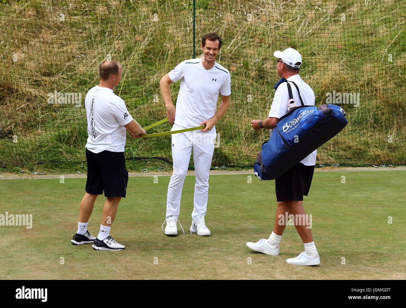 Andy Murray with fitness coach Matt Little and Ivan Lendl (right ...