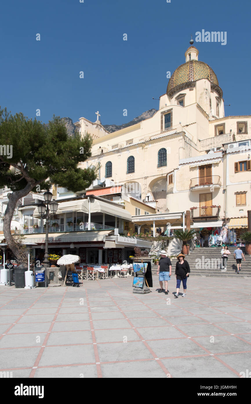 Central square in the town of Positano, famous tourist destination of ...
