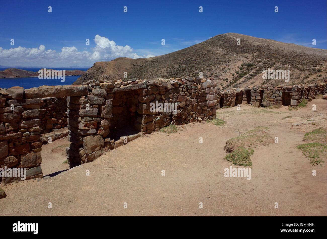 The Chincana Inca Ruins on the Isla del Sol on Lake Titicaca Stock ...
