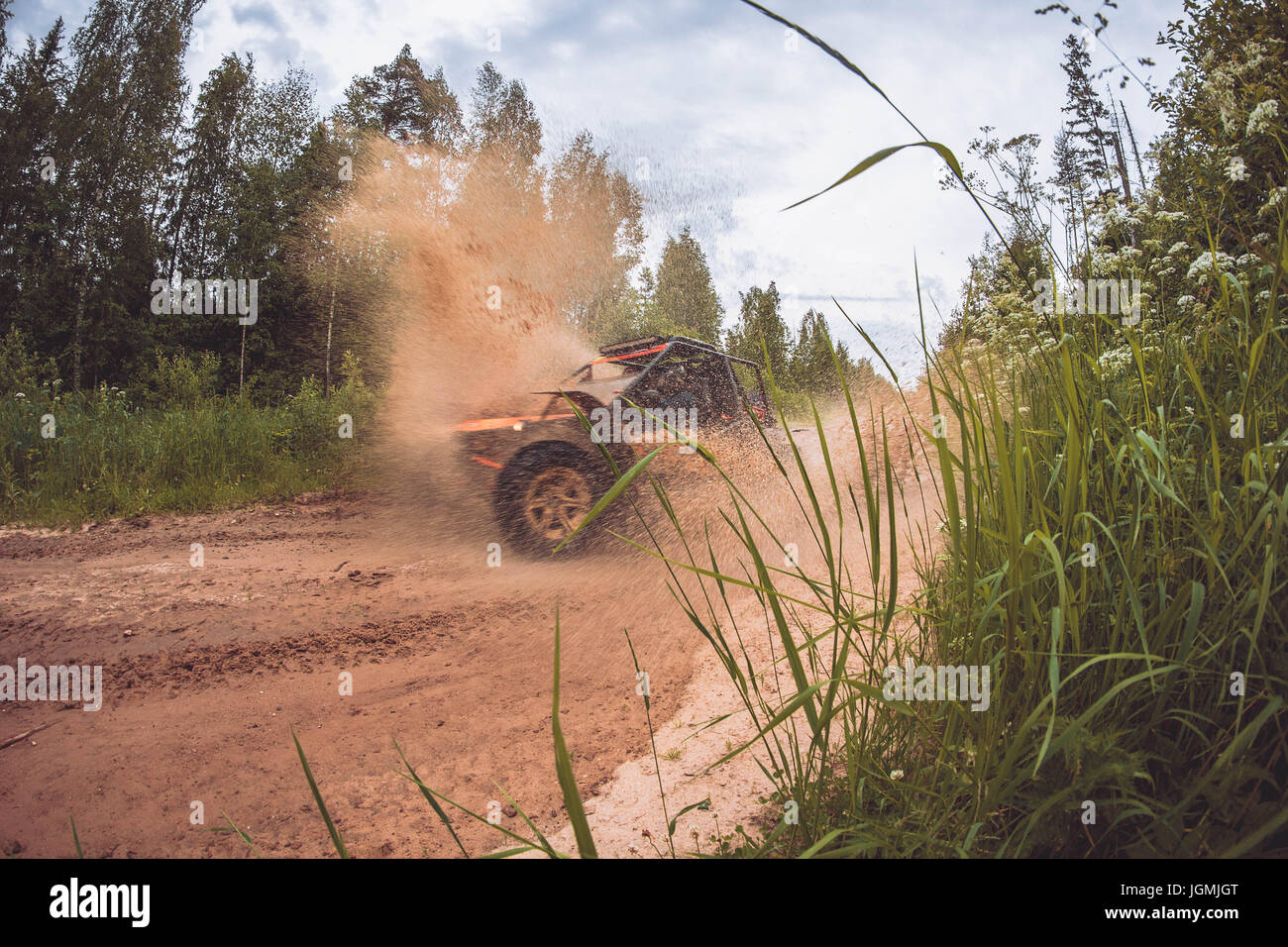 Panoramic scene of mud splash in off-road racing in Russia Stock Photo ...