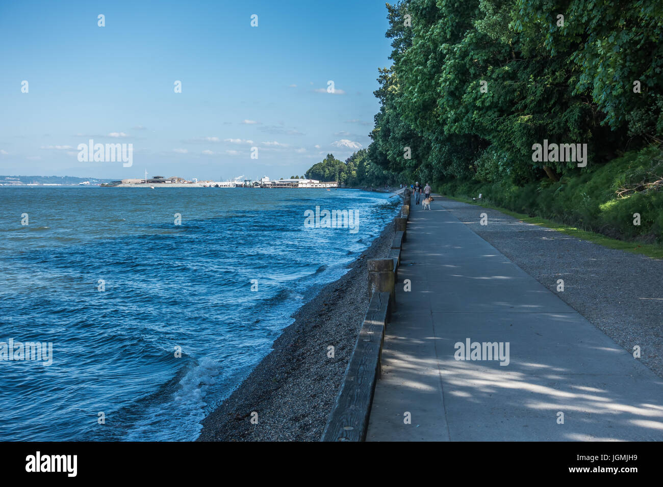 A view of a walkway at Point Defiance Park in Tacoma, Washington Stock ...