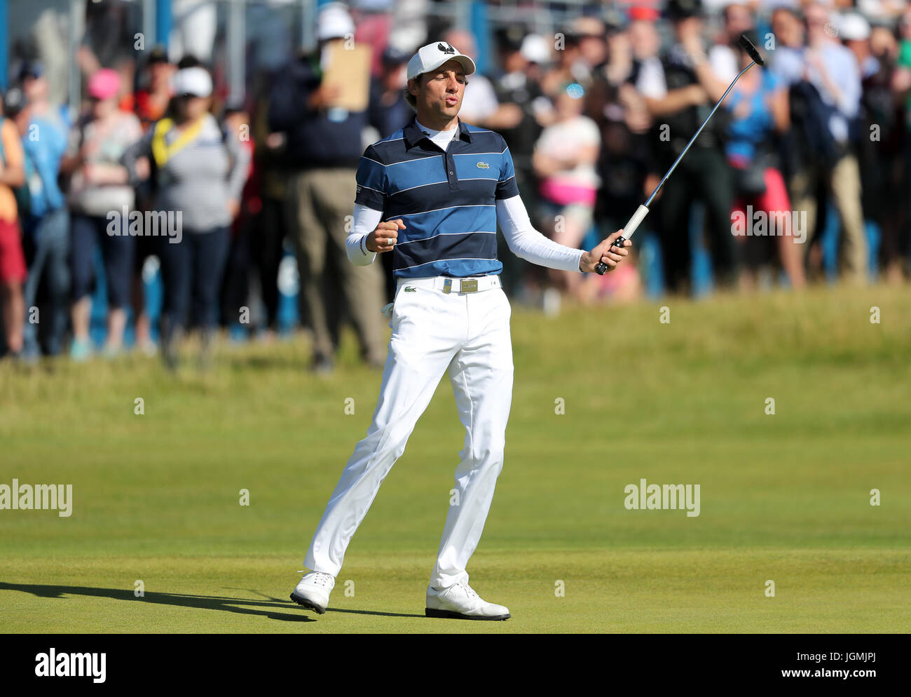 France's Benjamin Hebert celebrates his final point on the 18th green ...