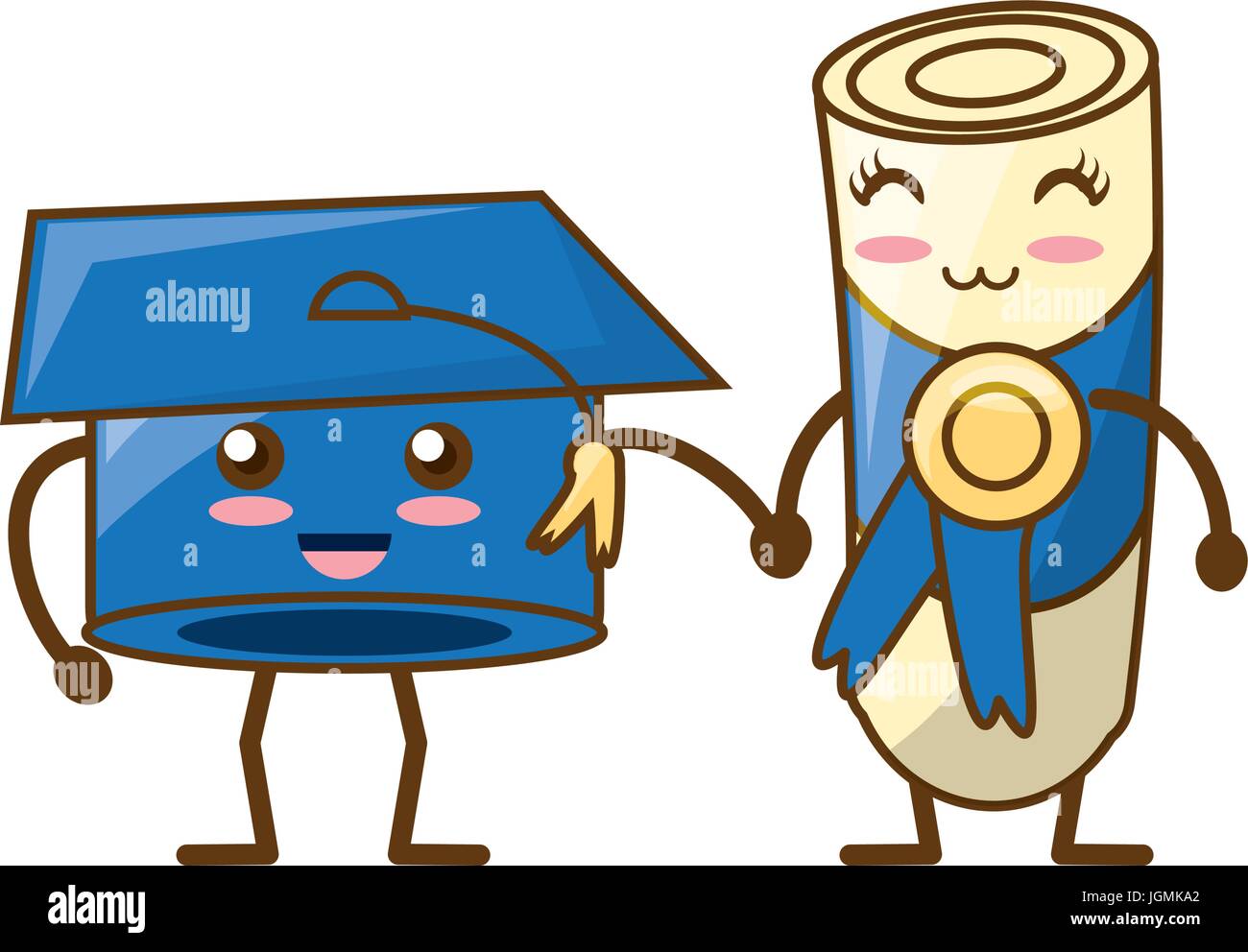 Graduation hat and diploma kawaii cartoon Stock Vector Image & Art - Alamy
