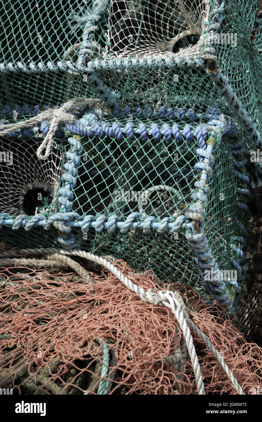Fishing nets, ropes and Lobster pots Stock Photo - Alamy