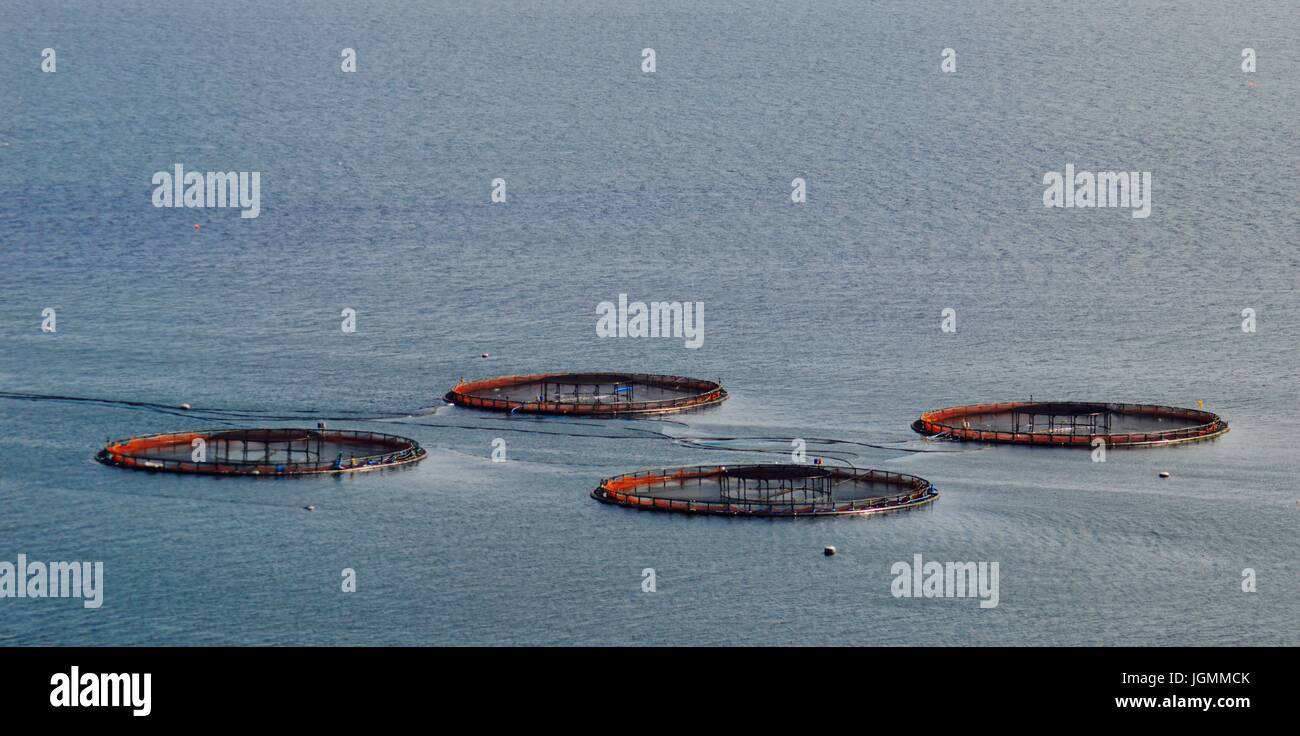 Salmon farm fish pens near Portree Isle of Skye Stock Photo - Alamy