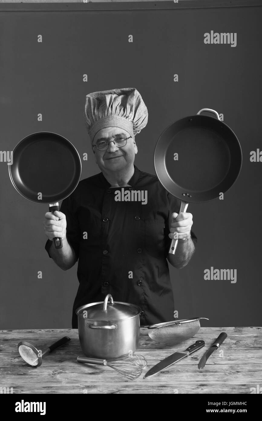Portrait attractive male chef Black and White Stock Photos & Images - Alamy