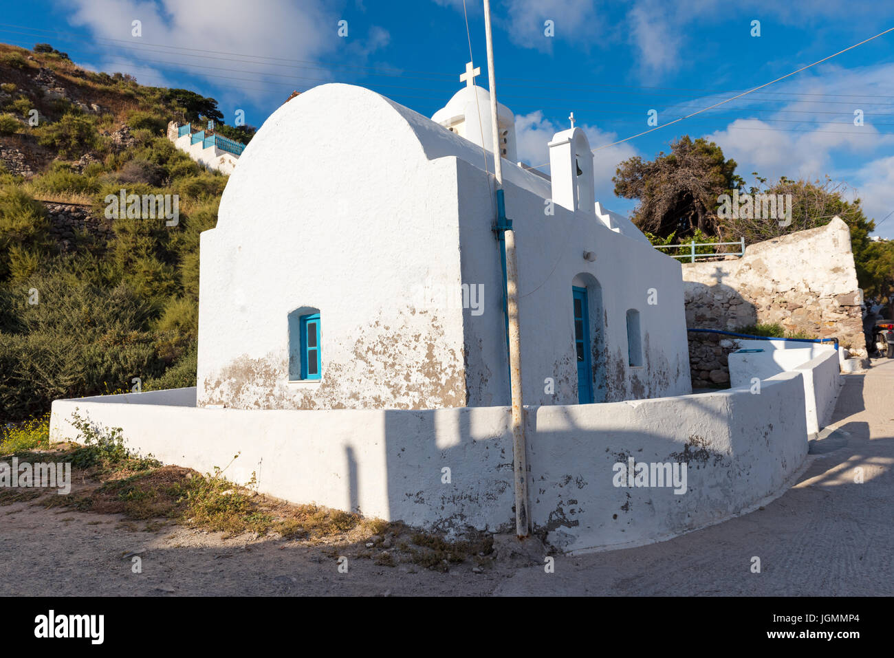 Traditional white church in Klima village. Milos island, Cyclades ...