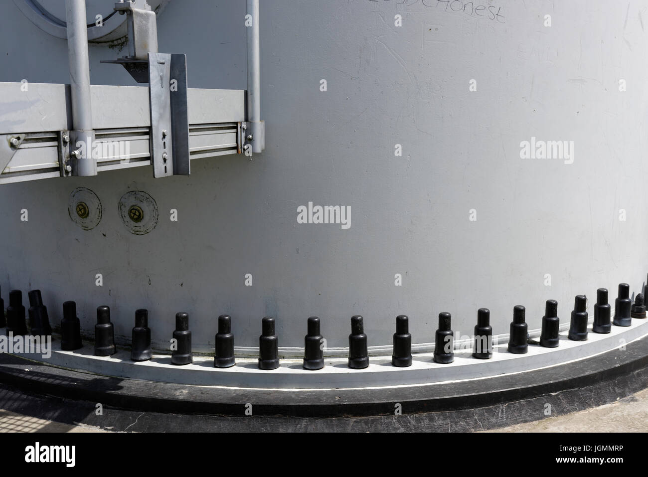 Wind turbine base anchor bolt fixings at scout moor wind farm in north ...