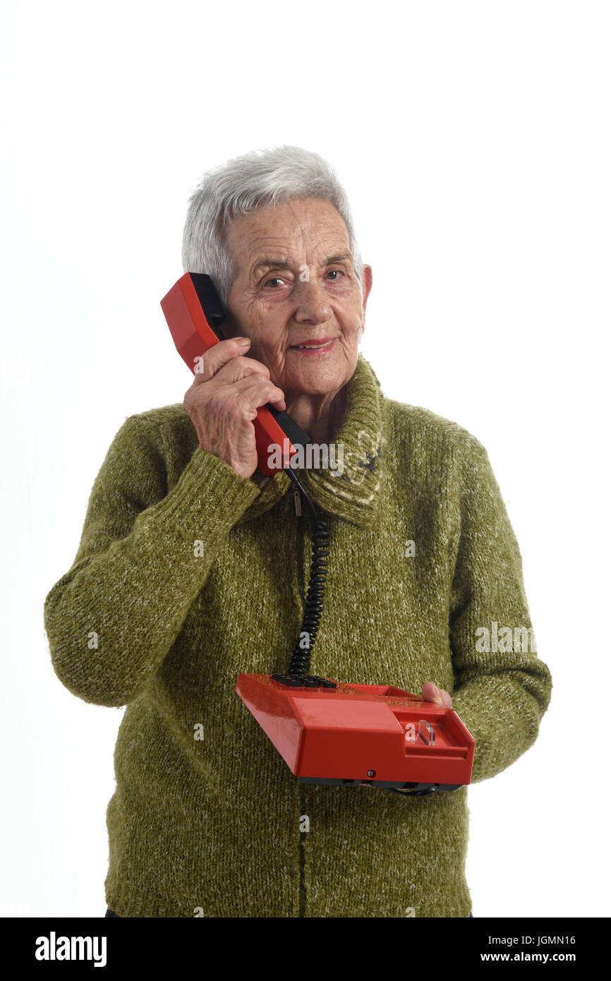 woman talking on old phone Stock Photo - Alamy
