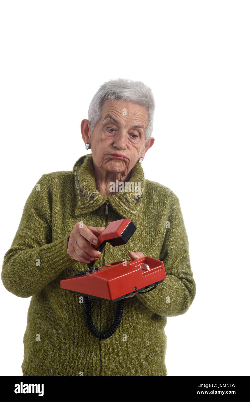 Senior woman phone angry hi-res stock photography and images - Alamy