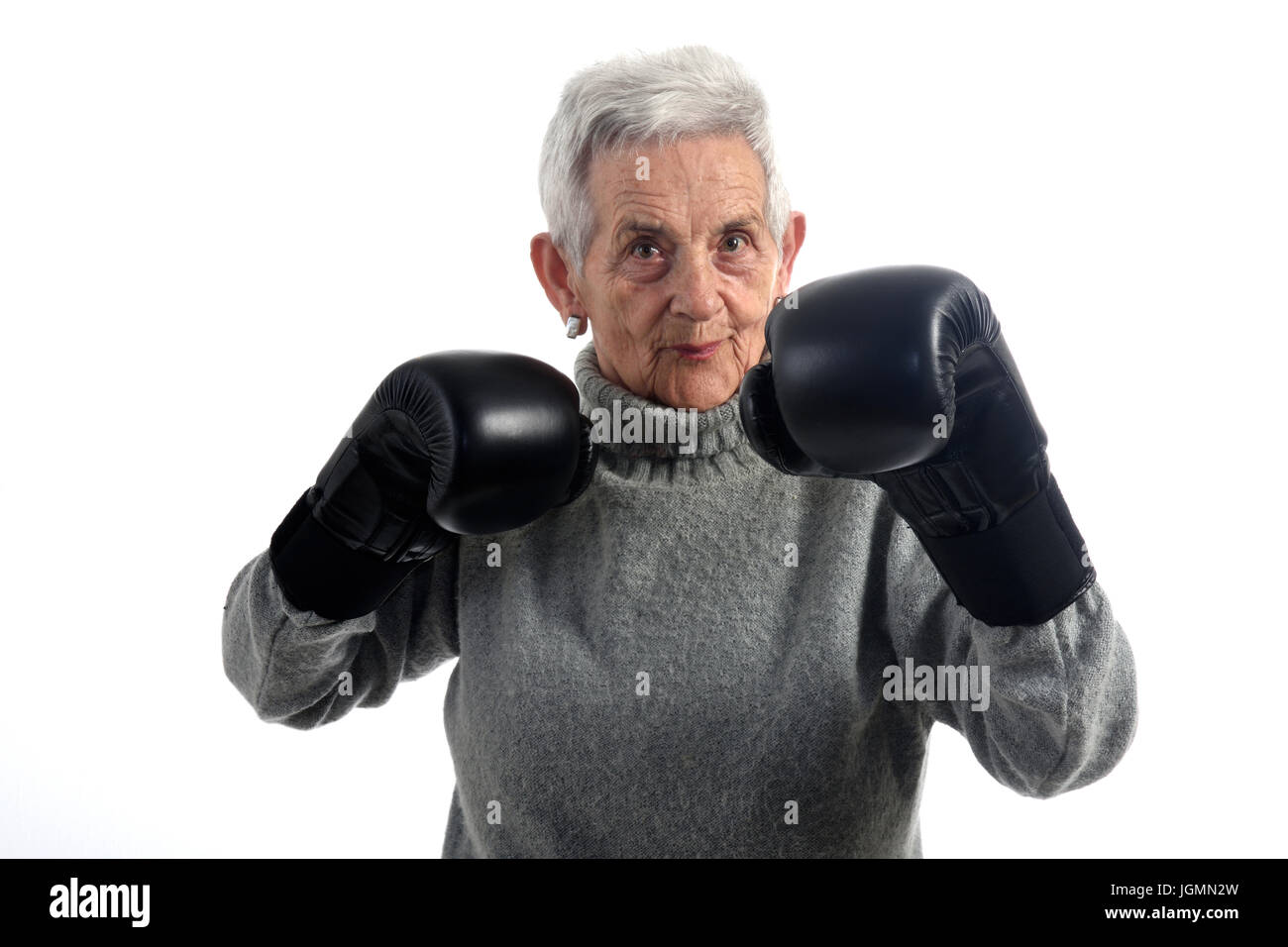 senior woman boxing Stock Photo - Alamy