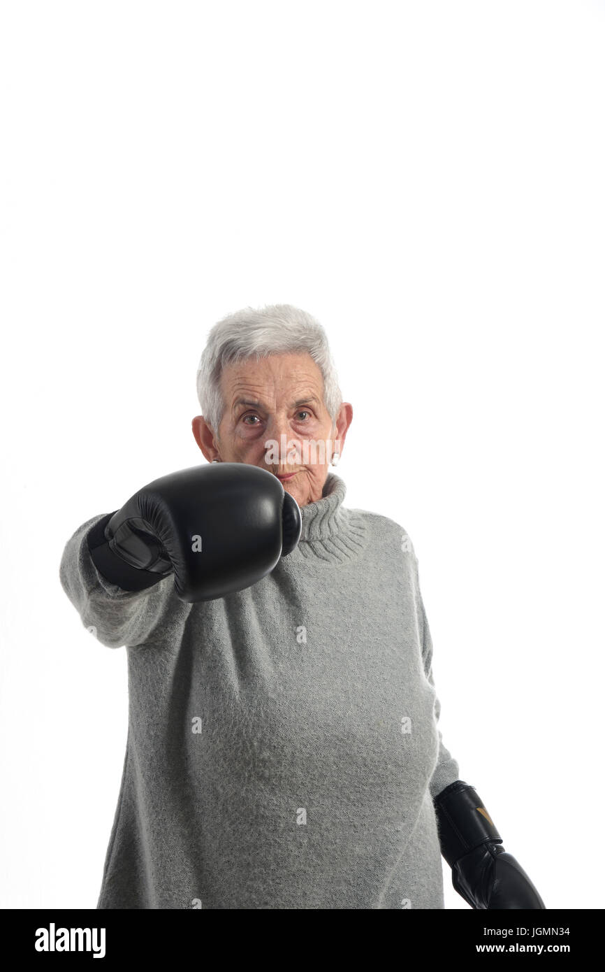 senior woman boxing Stock Photo - Alamy
