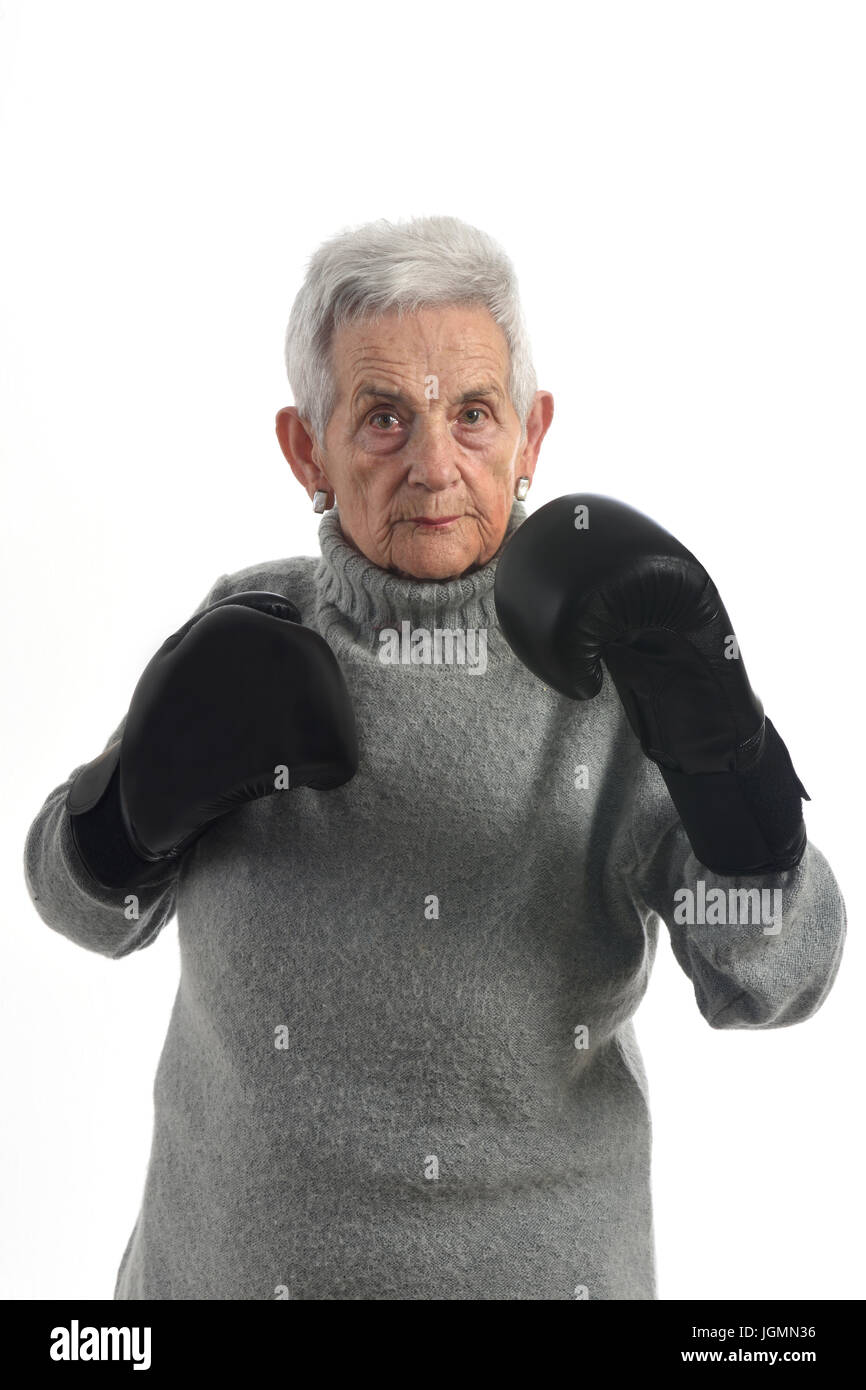 senior woman boxing Stock Photo - Alamy