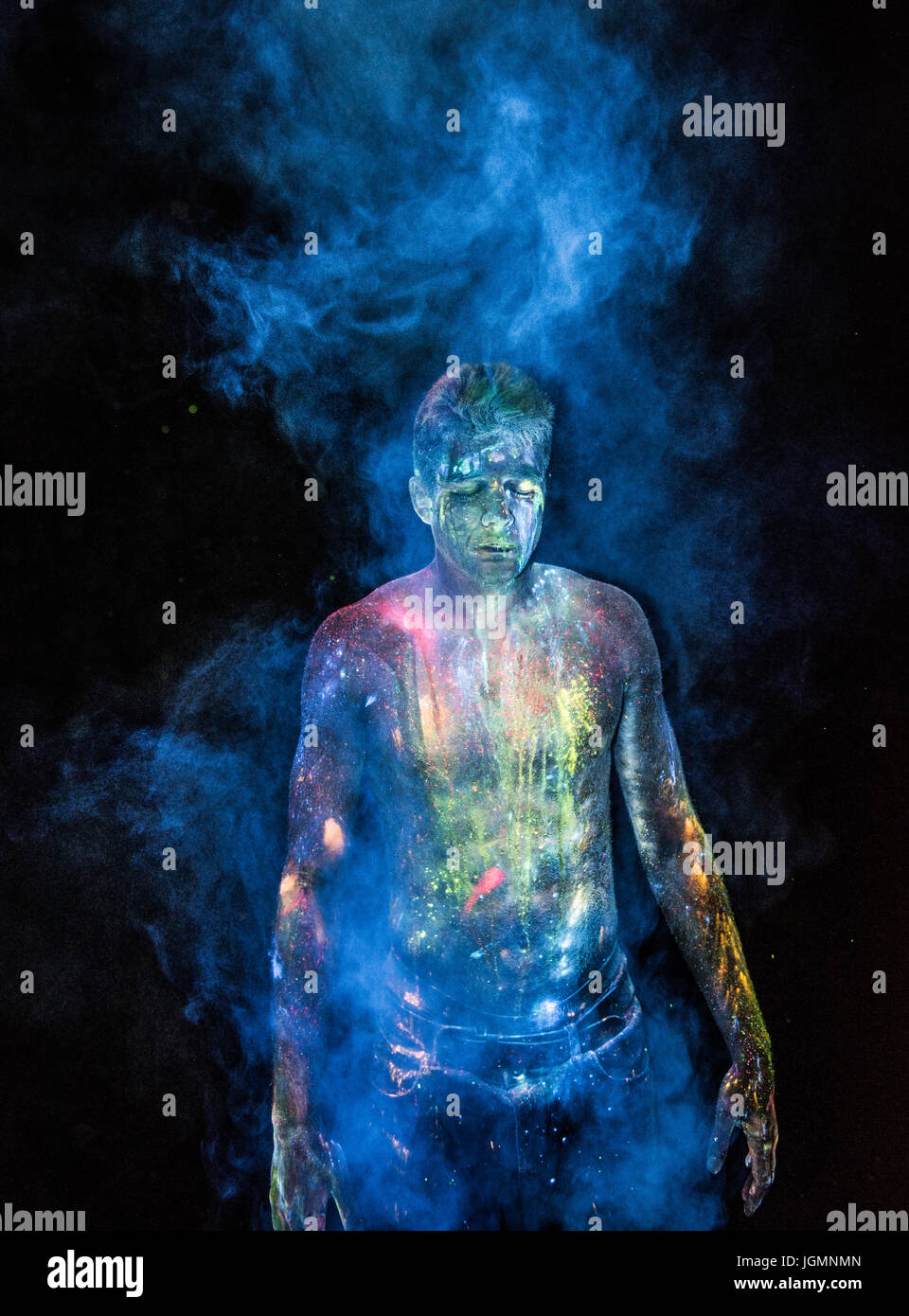 Shaman in a trance state practicing a magical divination ritual Stock ...