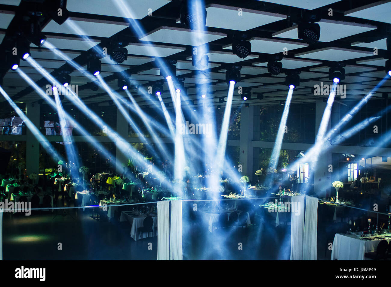 Light decoration of the large hall of celebrations Stock Photo - Alamy