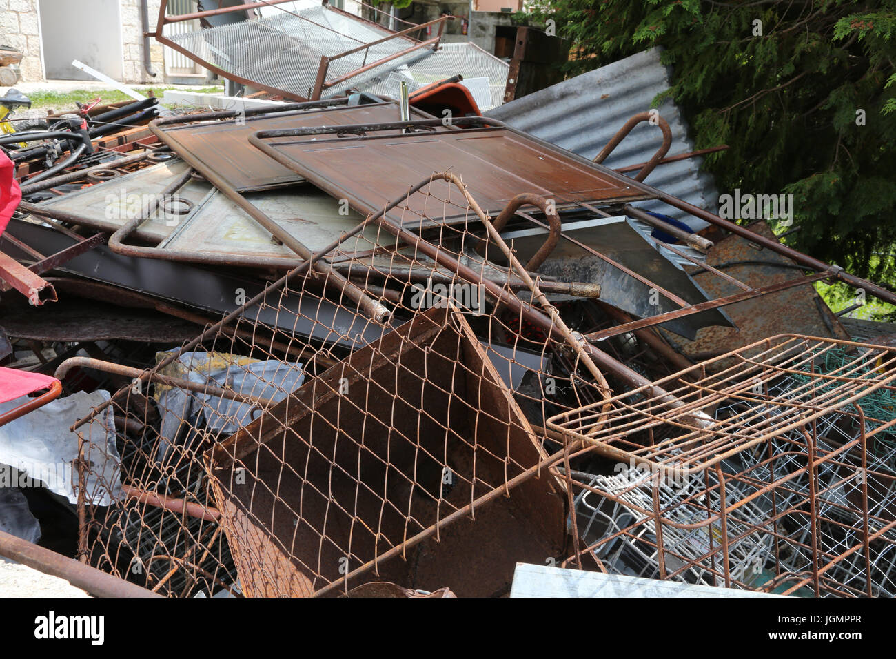 Municipal dump of ferrous materials in the recycler for the collection ...