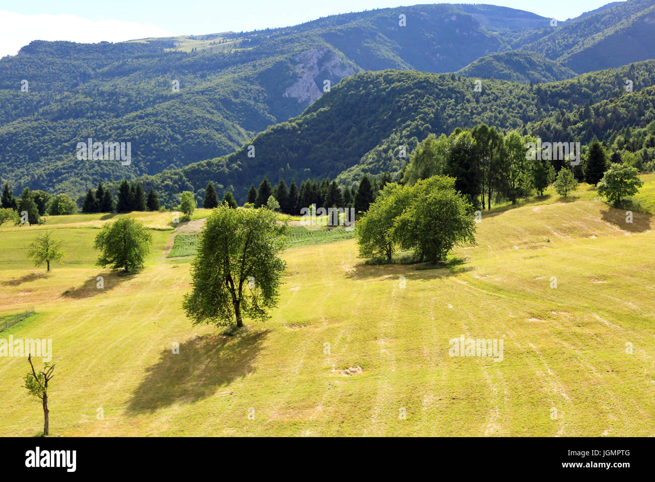 Relaxing scene with a beautiful mountain panorama with mountains and ...