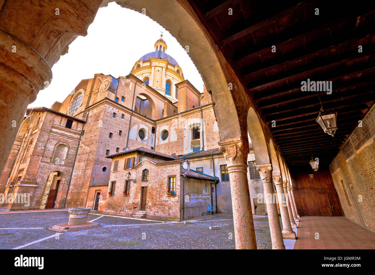 Mantova city cathedral and arches view, European capital of culture and ...