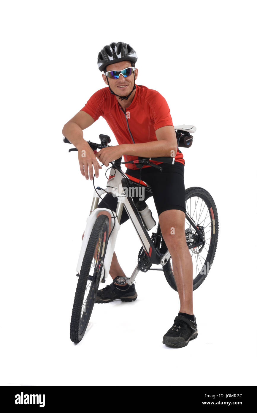 Portrait of a cyclist with mountain bike Stock Photo - Alamy