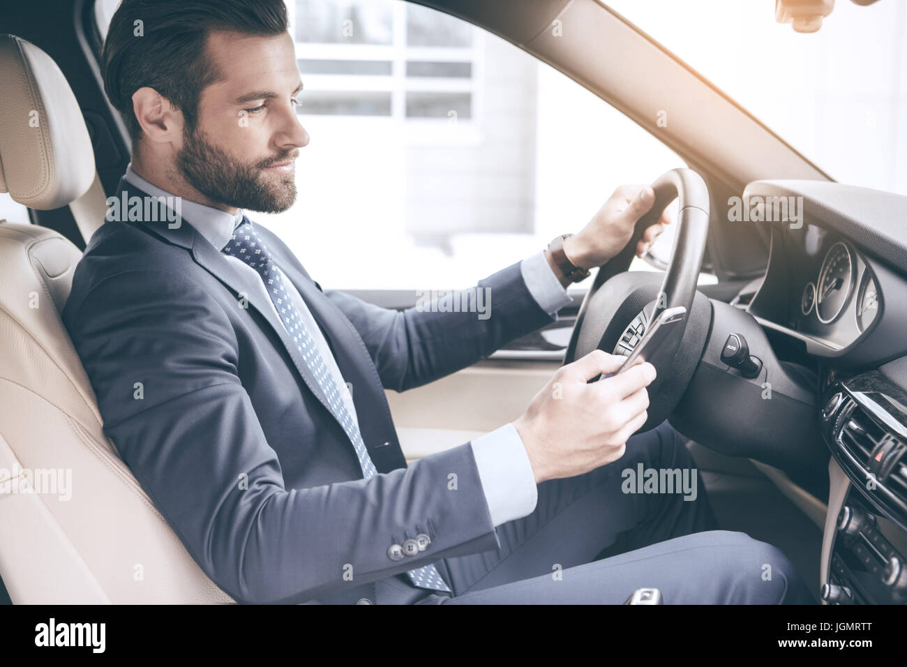 Young business man test drive new car Stock Photo - Alamy