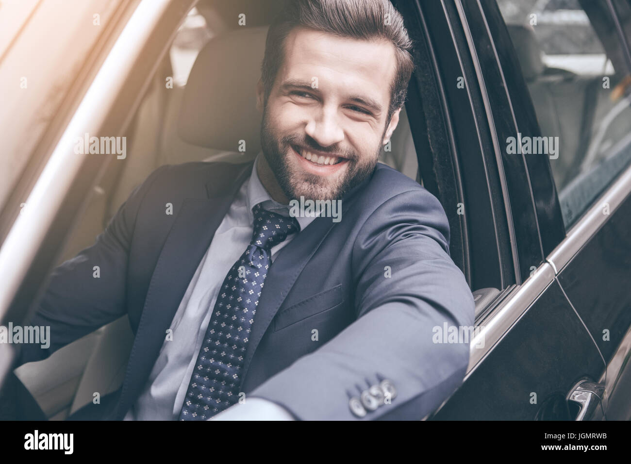 Young business man test drive new car Stock Photo - Alamy
