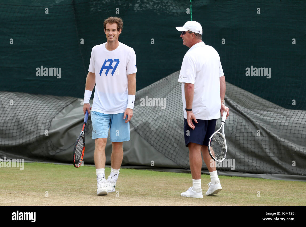 Great Britain's Andy Murray and coach Ivan Lendl during a training ...