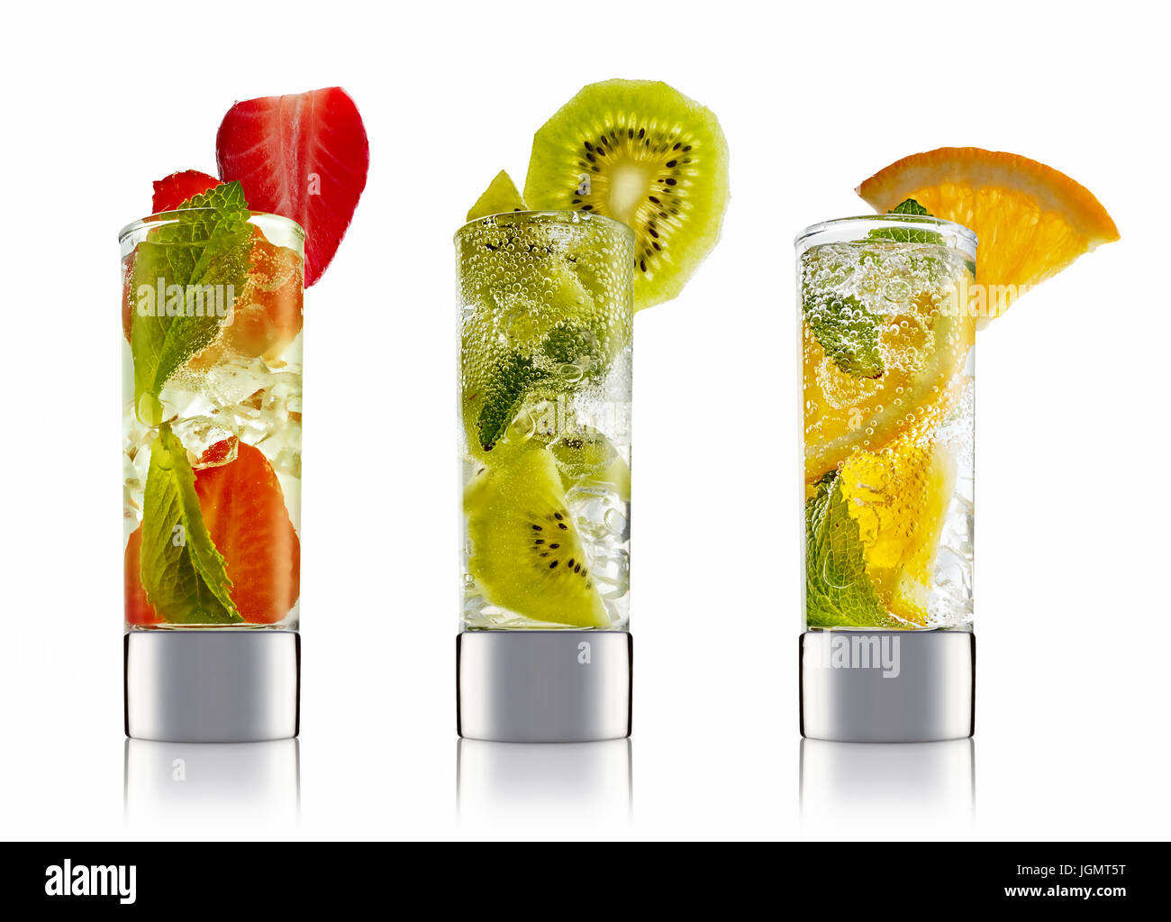 alcohol cocktail set on a white with fresh summer fruits Stock Photo ...