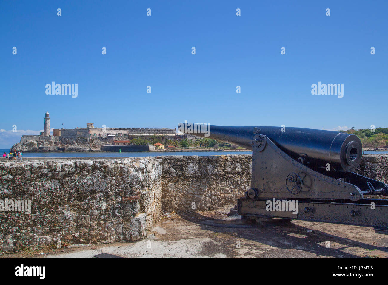 Vintage Gun at Castillo de San Salvador, Morro Fortress (background ...