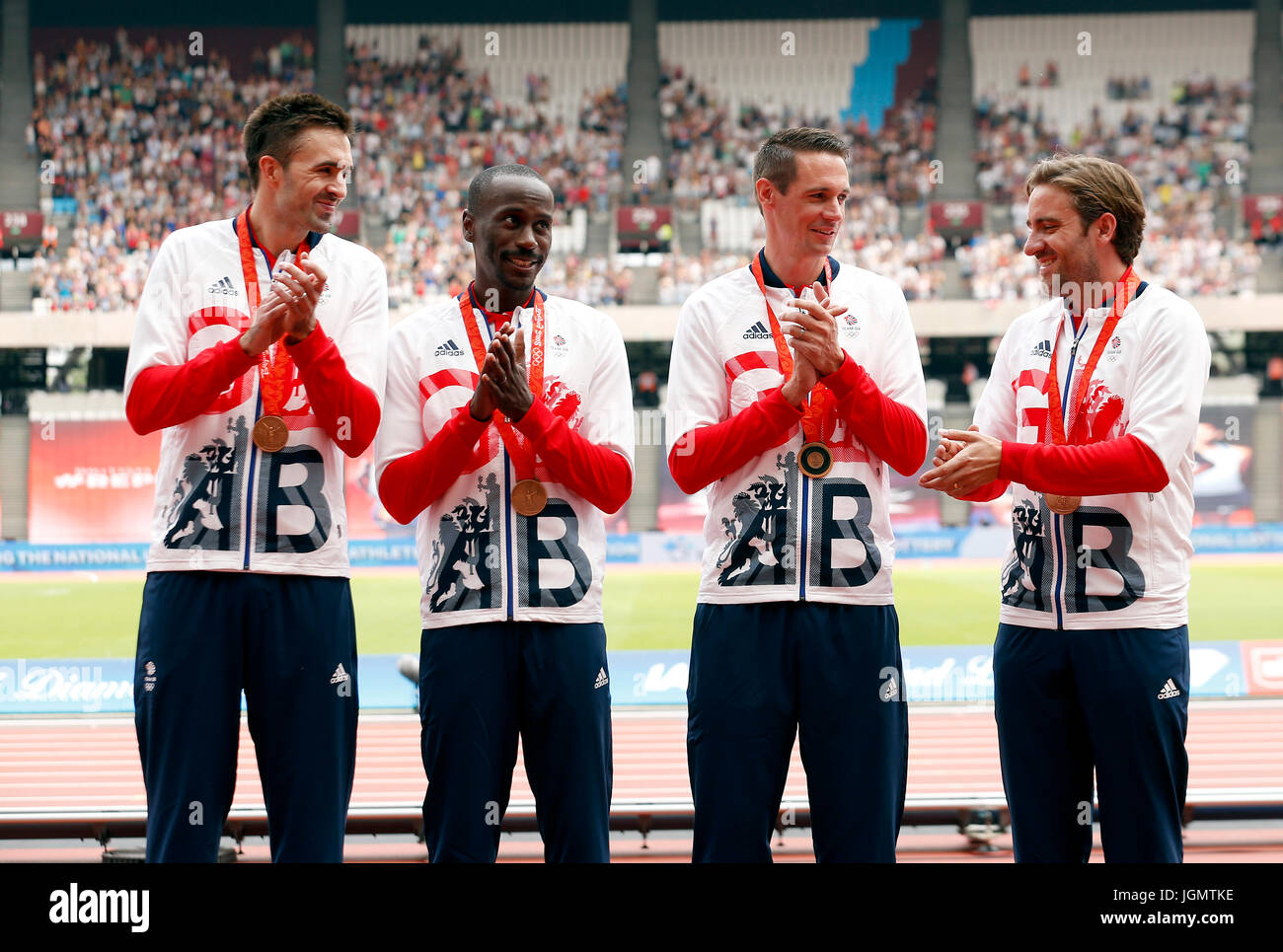 Great Britain's 4x400 metre relay team from the 2008 Olympics (left to ...