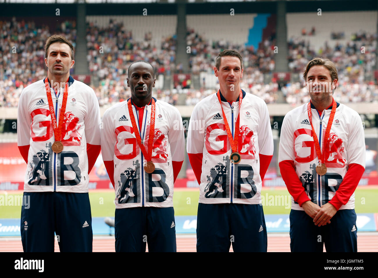 Great Britain's 4x400 metre relay team from the 2008 Olympics (left to ...