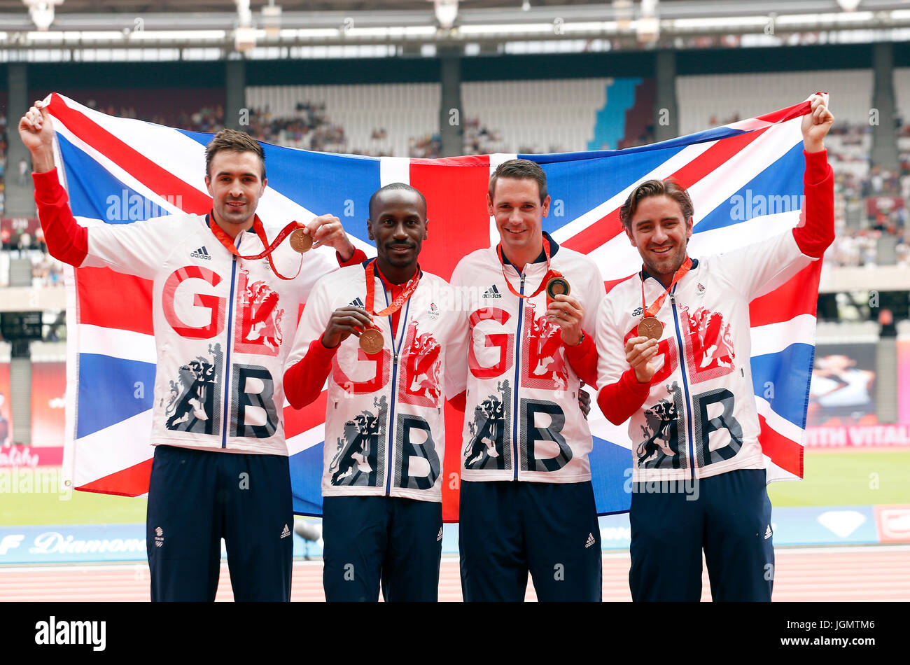 Great Britain's 4x400 metre relay team from the 2008 Olympics (left to ...