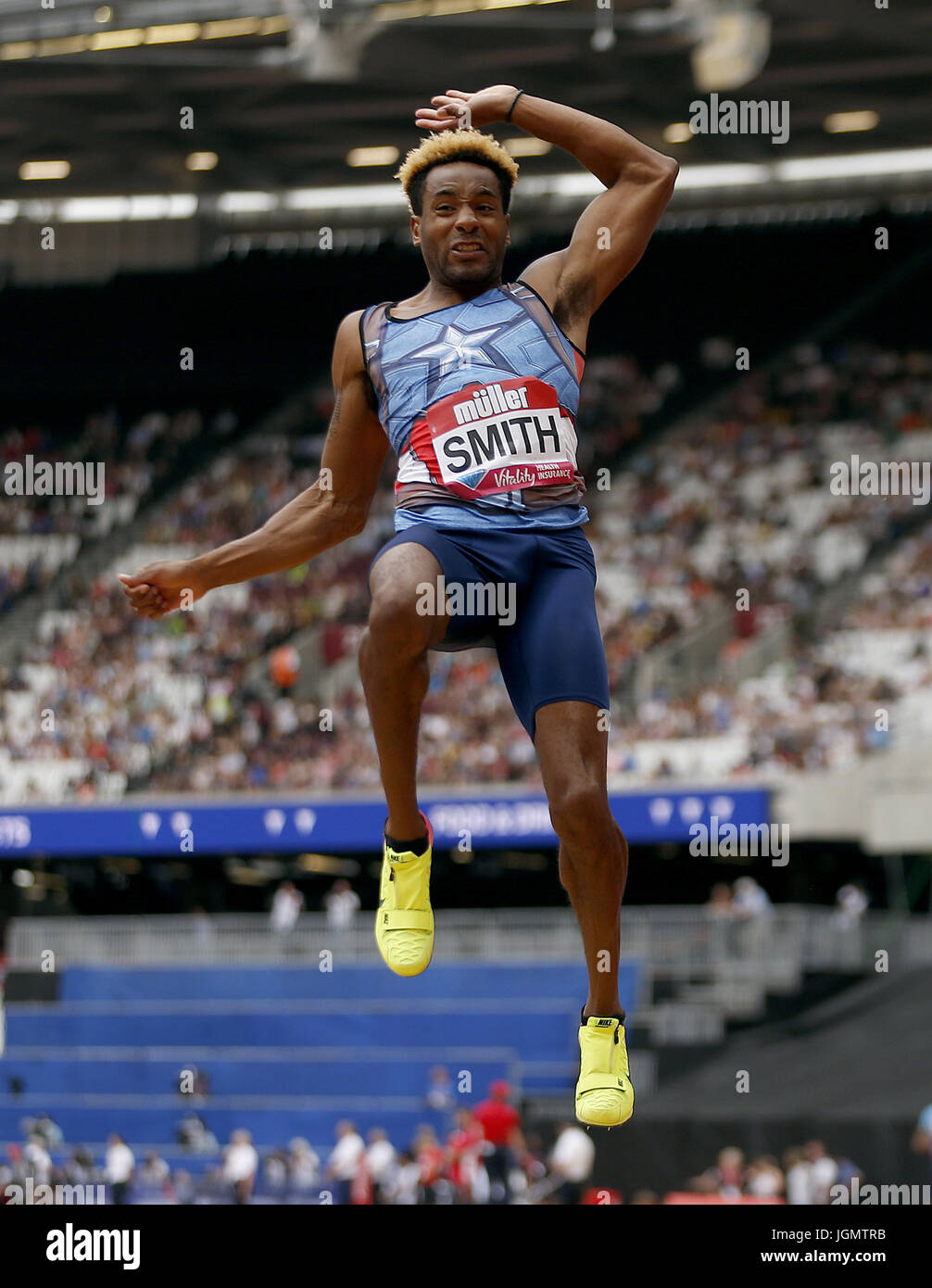 Bermuda's Tyrone Smith competes in the Men's Long Jump during the 2017 ...