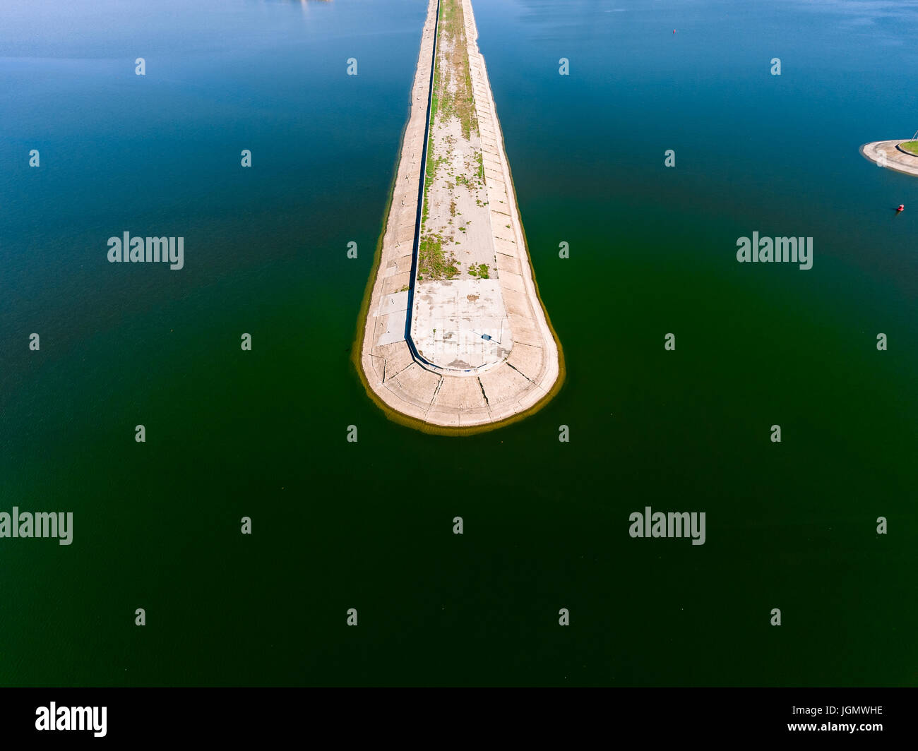 Aerial view of breakwater at sea, mole, pier, cutwater Stock Photo - Alamy