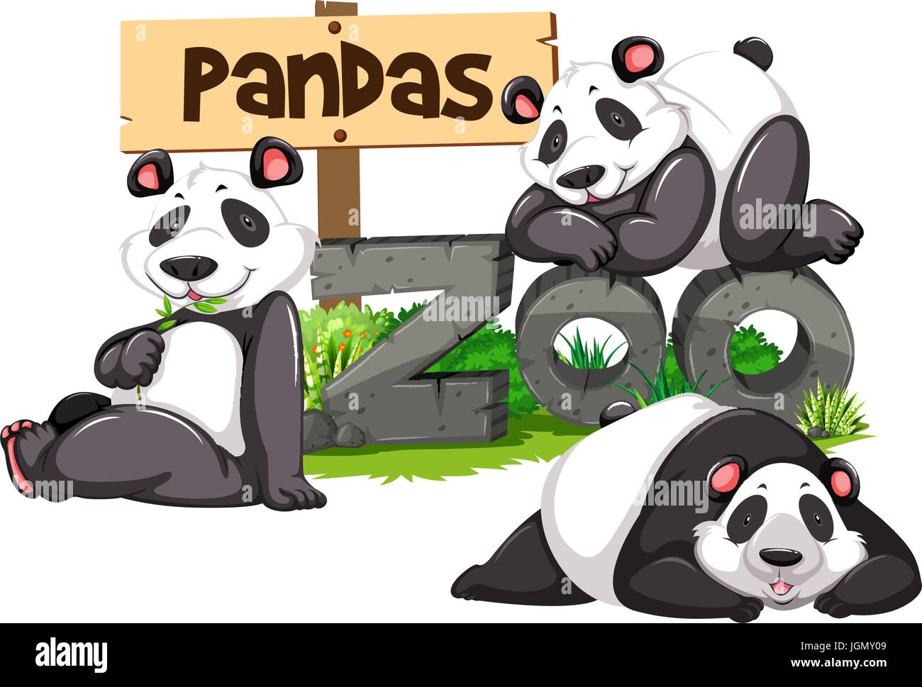 Three pandas in the zoo illustration Stock Vector Image & Art - Alamy