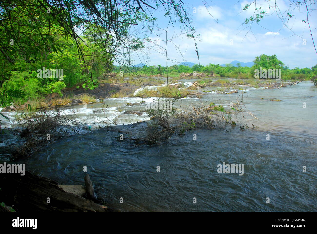 At the Li Phi Waterfalls near Don Det, 4000 Islands, Laos Stock Photo ...