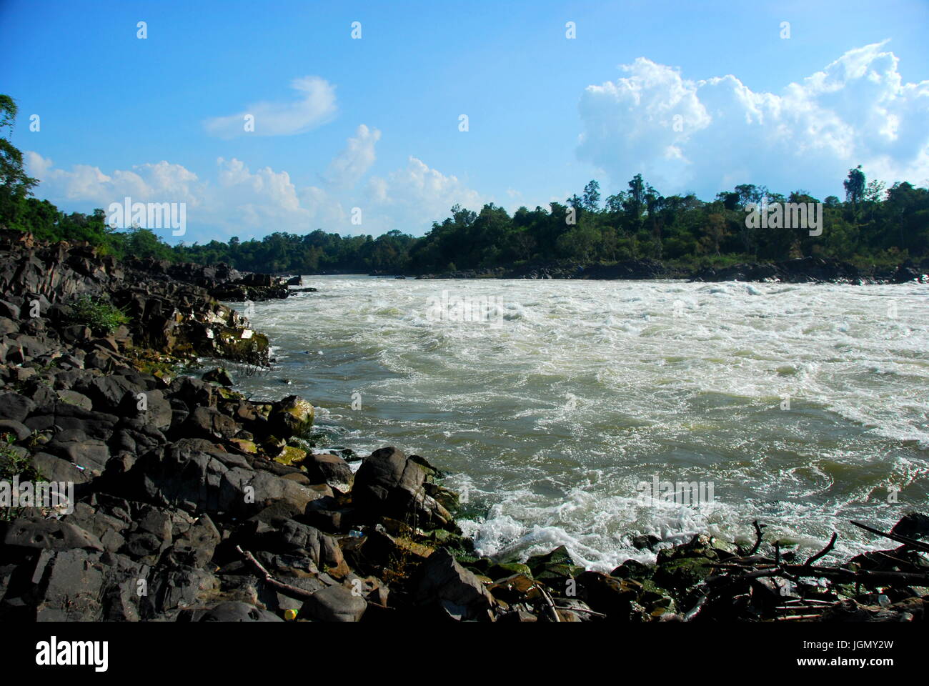 The powerful Khone Phapheng Waterfalls near Don Det, 4000 Islands, Laos ...