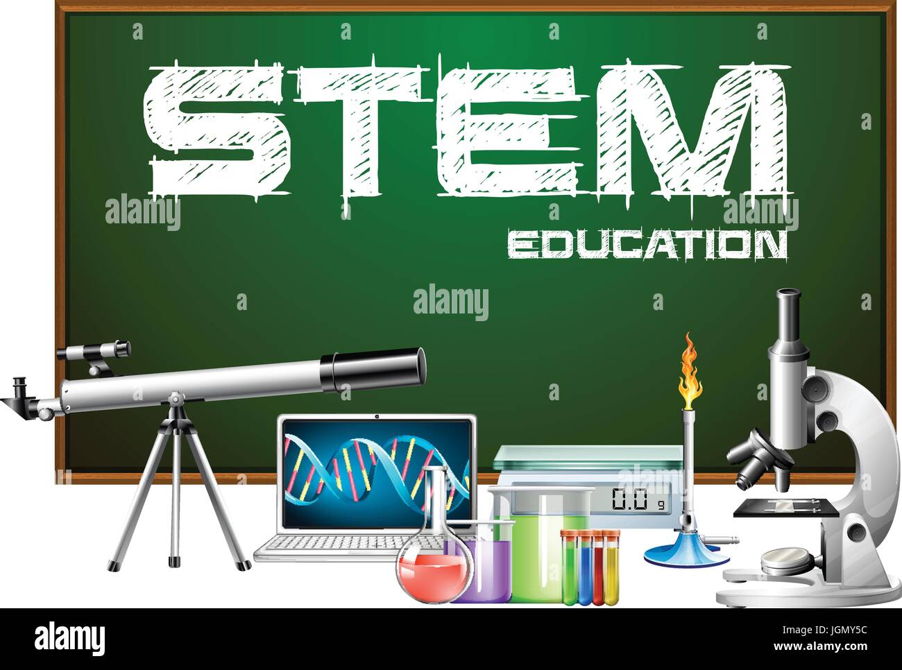 Stem education poster design with science equipments illustration Stock ...