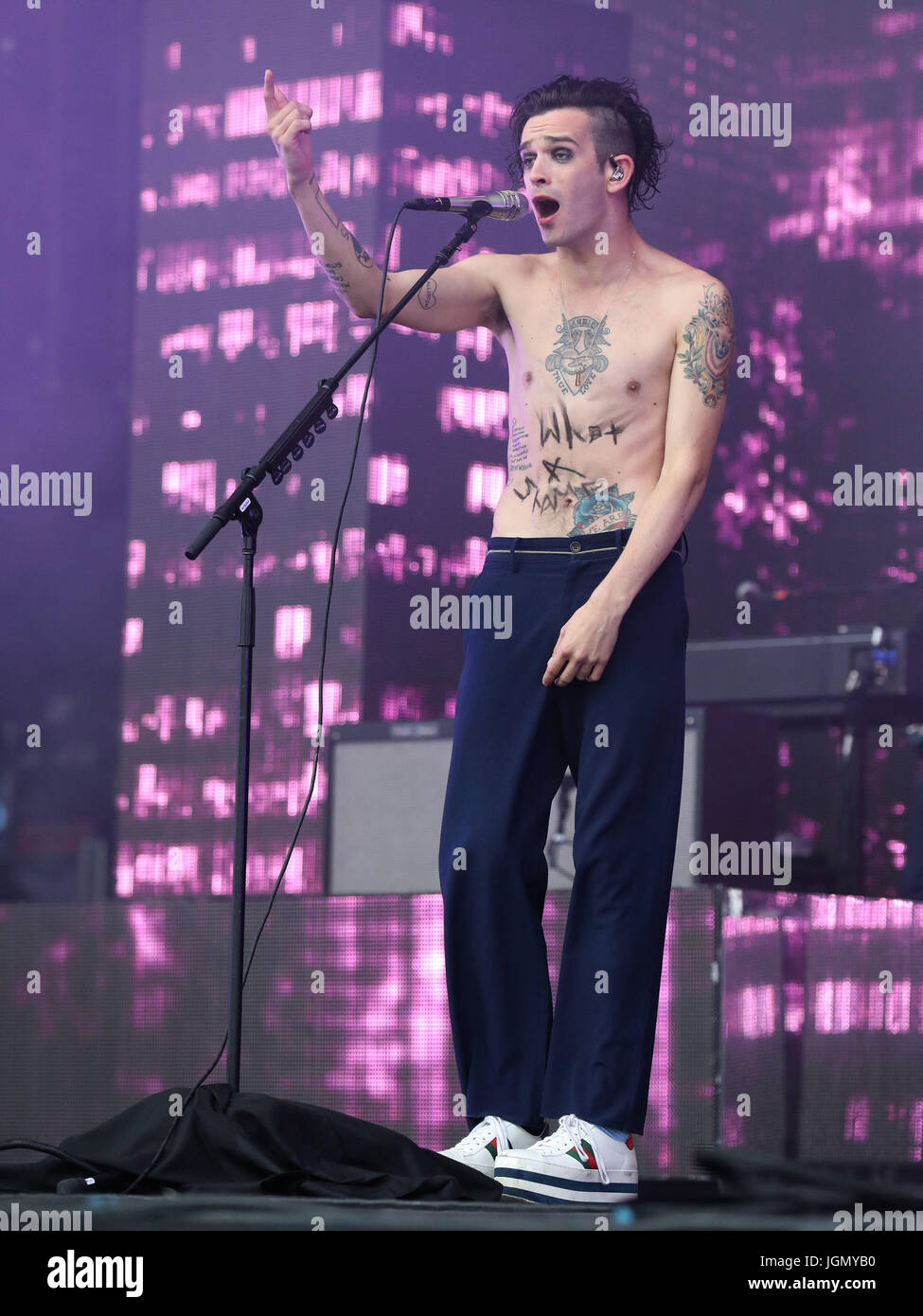 Matthew Healy from The 1975 performs on the main stage at the TRNSMT ...