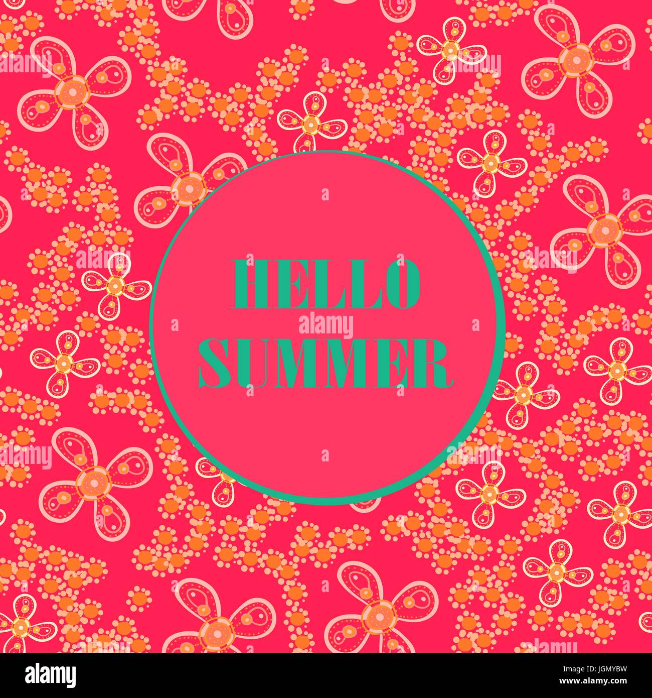 Hello summer background in violet-red color, vector illustration Stock ...