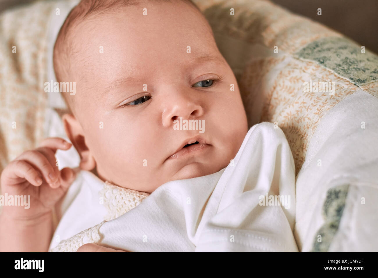 Face of a baby boy. Small kid close up. The look of generation Stock ...