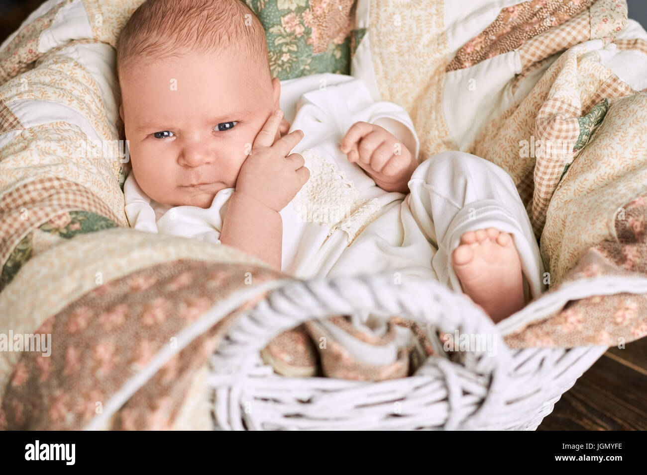 Baby with serious face. Little caucasian boy. The origins of emotional ...
