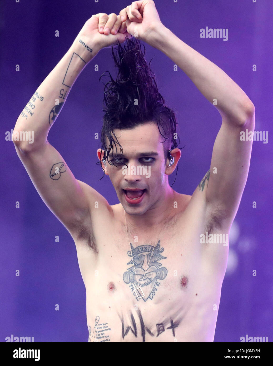 Matthew Healy from The 1975 performs on the main stage at the TRNSMT ...
